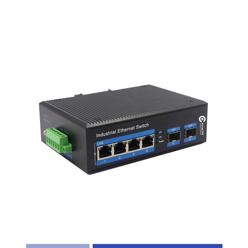 Industrial Fiber Media Converter 10/100/1000M 2 SFP with 4 RJ45 port Singlemode SMF Duplex ...