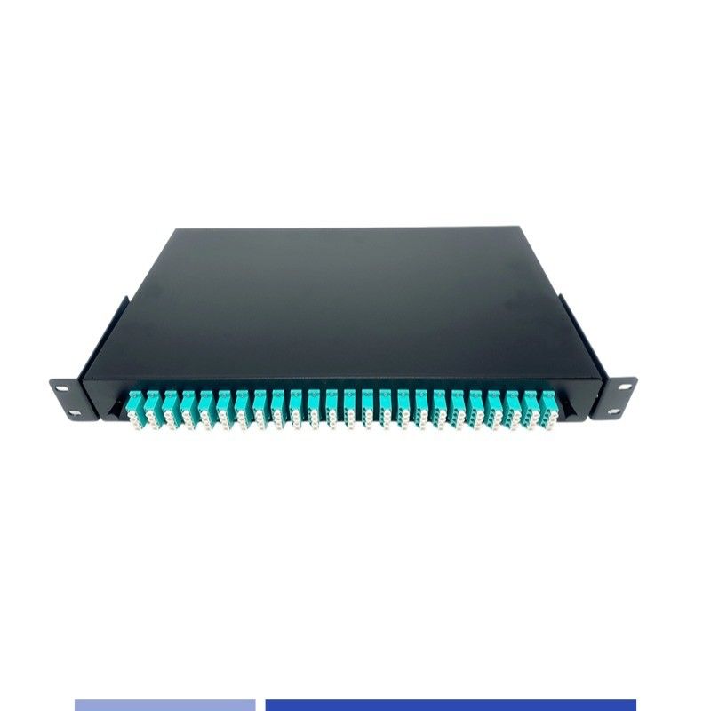 1U 96 core Fiber Optic patch panel LC Quad port 19" Rack Mounted Loaded ...
