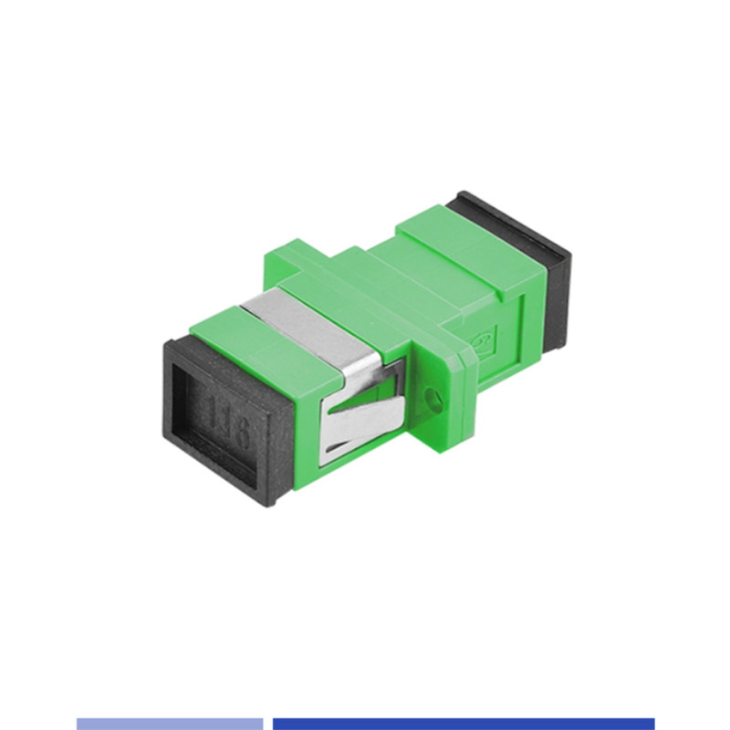 Lightweight SC APC Simplex Connector Easy Installation With Flange Green