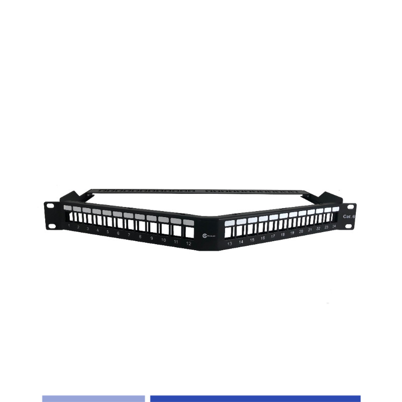 1U Module 24 Port Angled Patch Panel unload keystone Jack