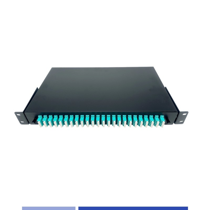 1U 96 core Fiber Optic patch panel LC Quad port 19" Rack Mounted Loaded ...